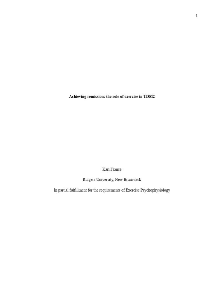 Achieving Remission - The Role of Exercise in TDM2 | PDF | Diabetes ...