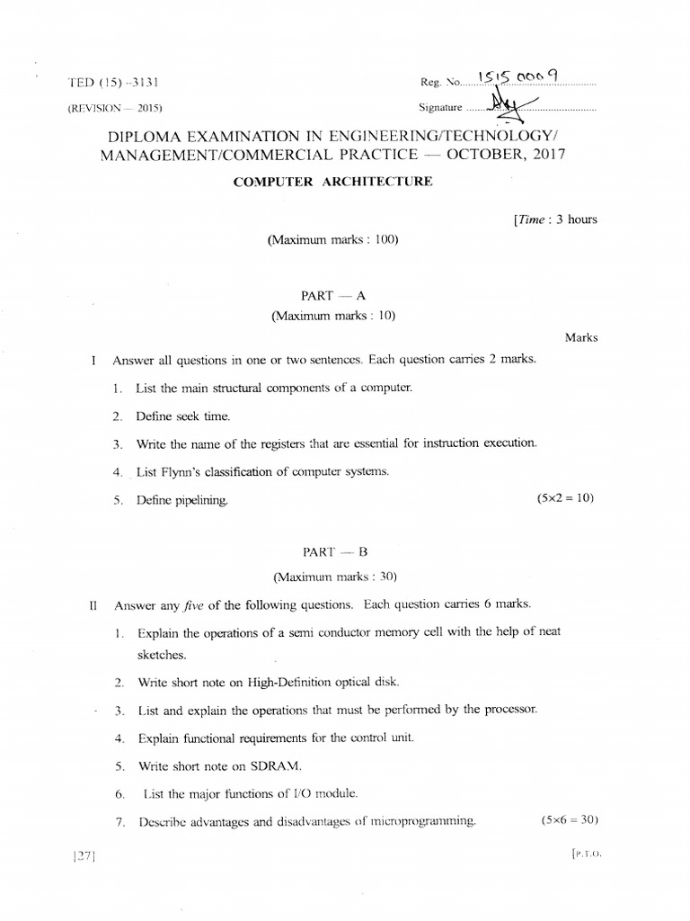 Computer Architecture O17 R15 3131.PDF | PDF | Computer Architecture | Computer Engineering