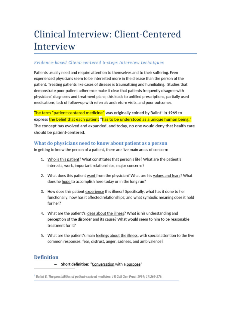 Clinical Interview - Clinical Psychology - Qatar University | PDF ...