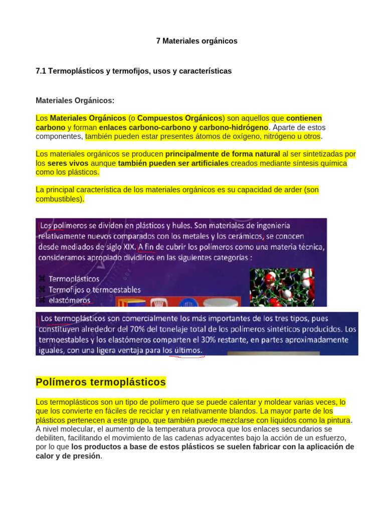 7.1 Termoplásticos y Termofijos, Usos y Características | PDF | El ...