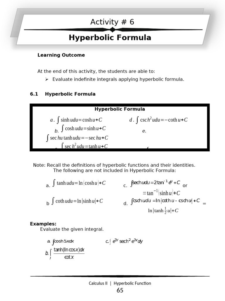 Evaluating Hyperbolic Integrals | PDF | Complex Analysis | Teaching Mathematics