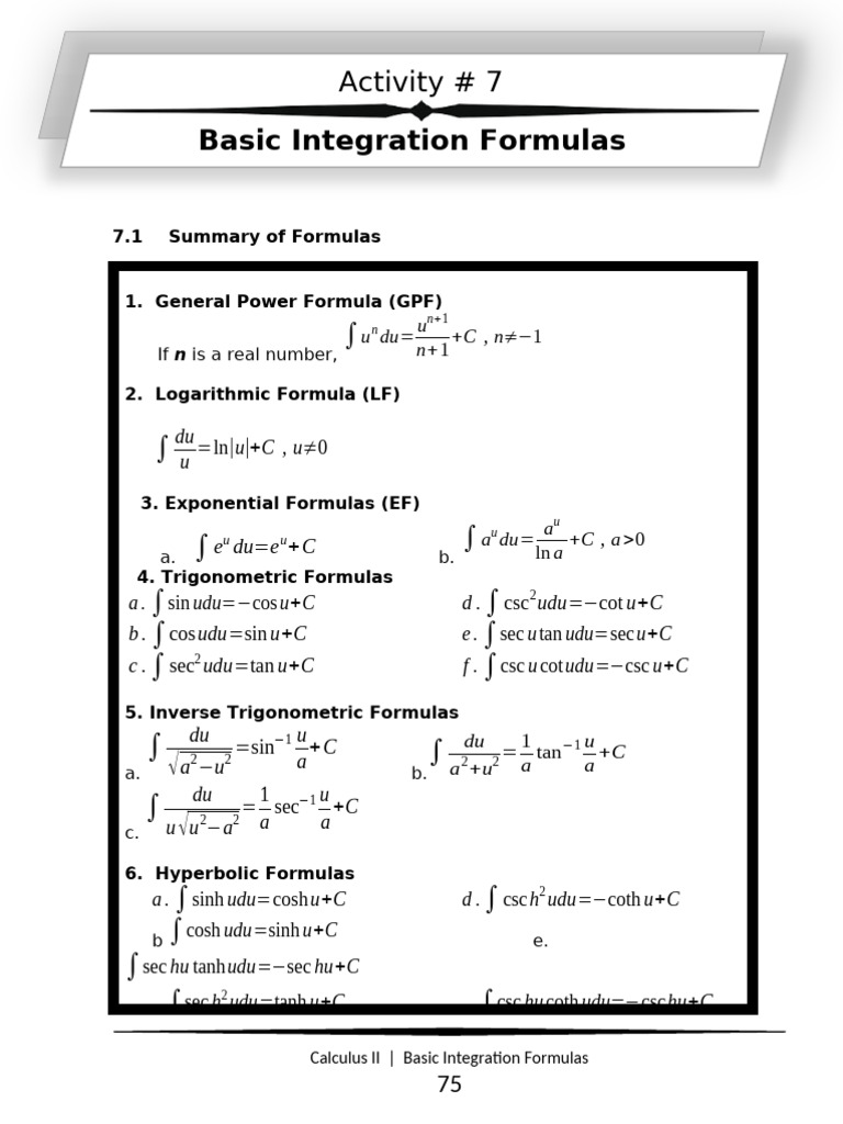 7mastery of BAsic Fomula (75-80) | PDF | Integral | Mathematical Relations