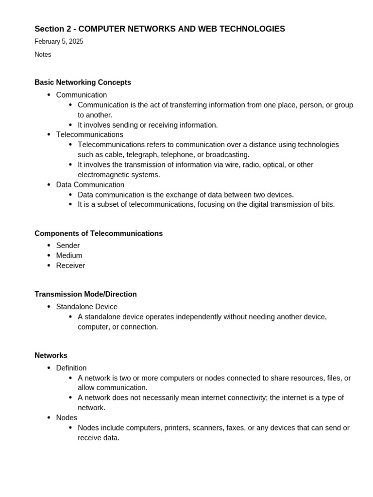 Section 2 - COMPUTER NETWORKS AND WEB TECHNOLOGIES-updated | PDF | Computer Network | World Wide Web