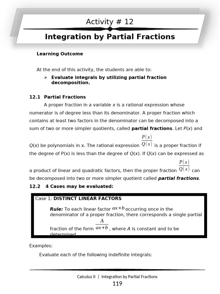 Integrating with Partial Fractions | PDF | Mathematical Analysis ...