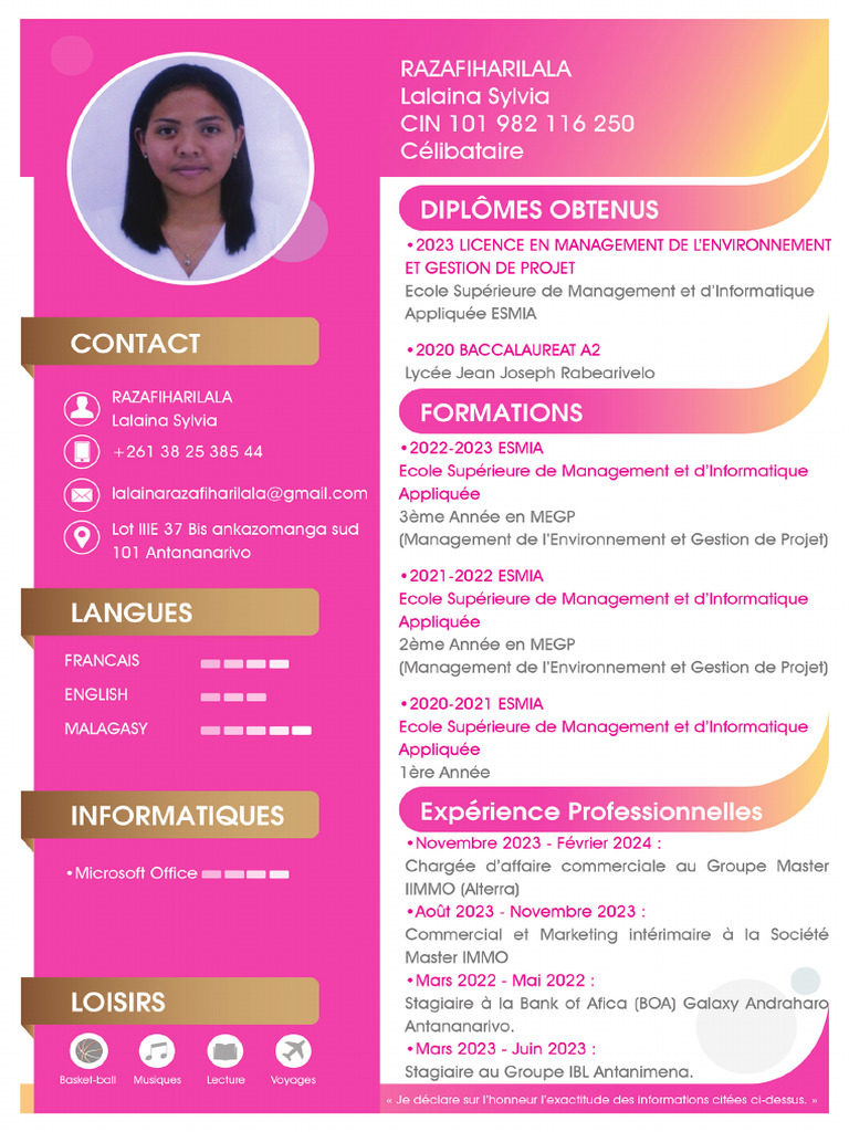 CV Lalaina Sylvia | PDF