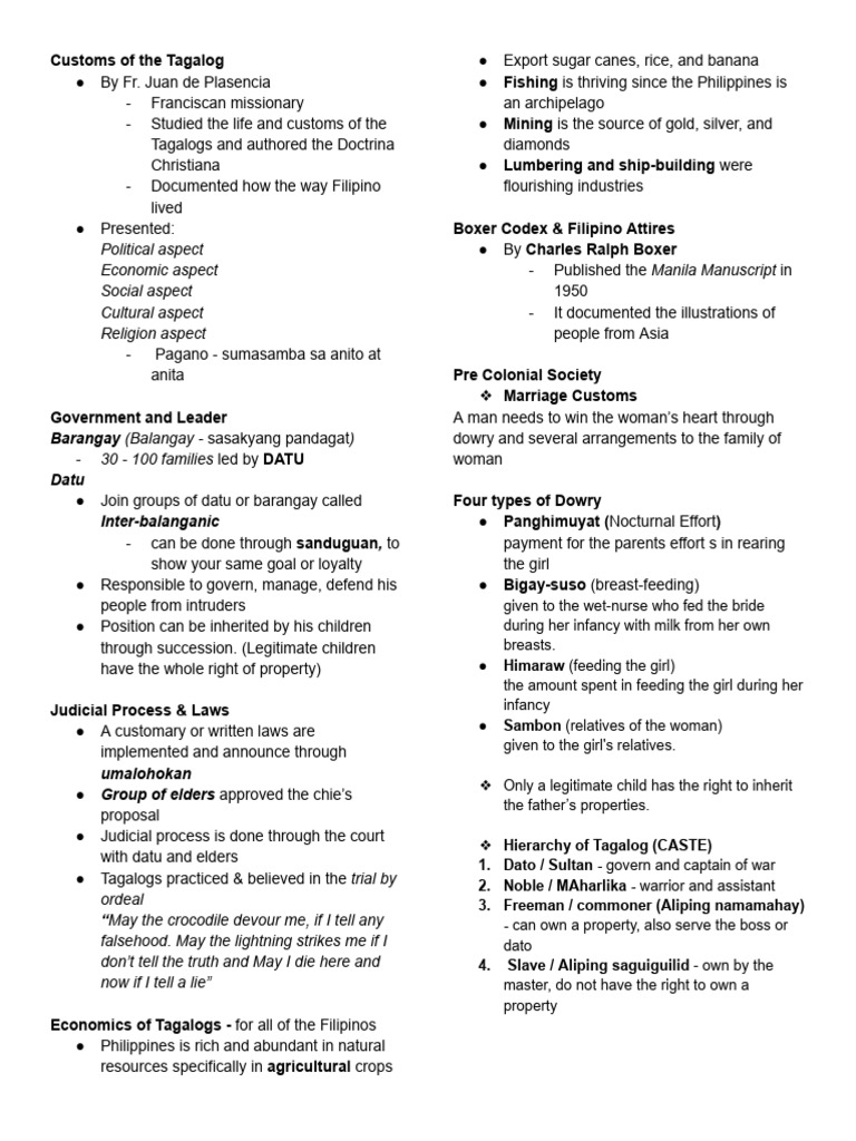 Customs of The Tagalog - Sabangan | PDF | Philippines