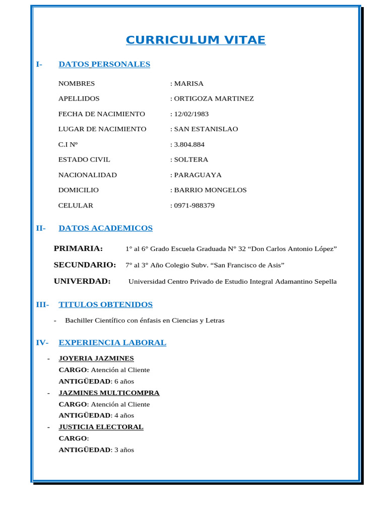 Cv Marisa Martinez | PDF