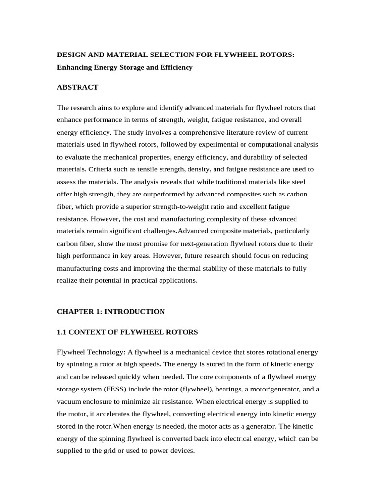 Design and Material Selection For Flywheel Rotors | PDF | Composite Material | Energy Storage