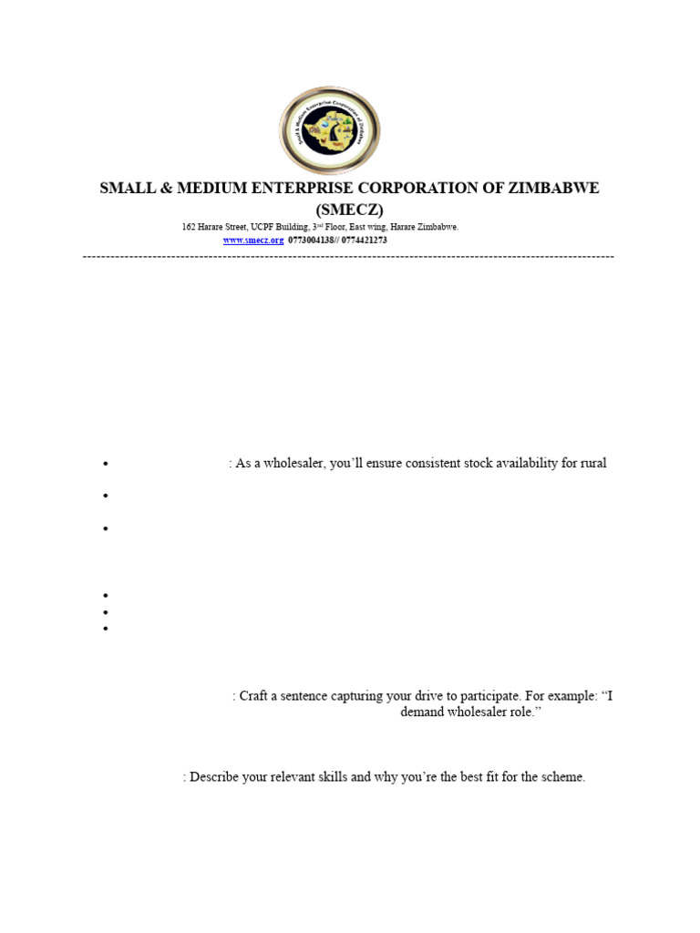 Expression of Interest (EOI) For The Re-Stocking Facility Scheme Smecz ...