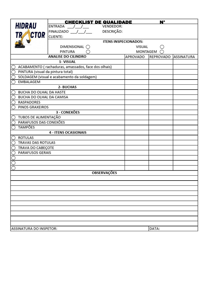 Checklist de Qualidade | PDF