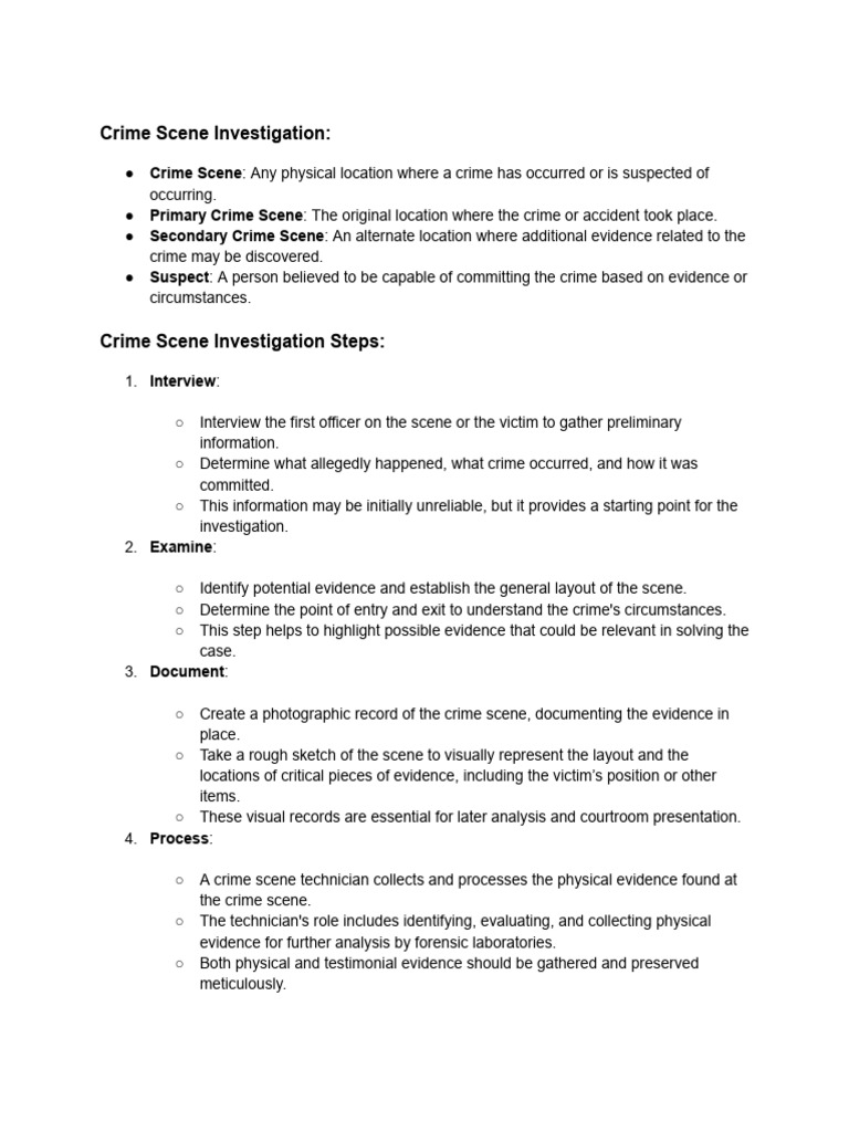 Crime Scene Investigation | PDF | Crime Scene | Forensic Science