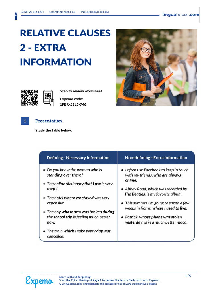 relative-clauses-2-extra-information-british-english-student-B1-B2 | PDF | Linguistics