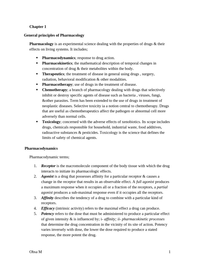 PHarma Full Note BY ObsaI M | PDF | Cell Membrane | Pharmacology
