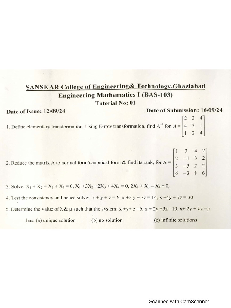 Tutorial Maths 1 | PDF