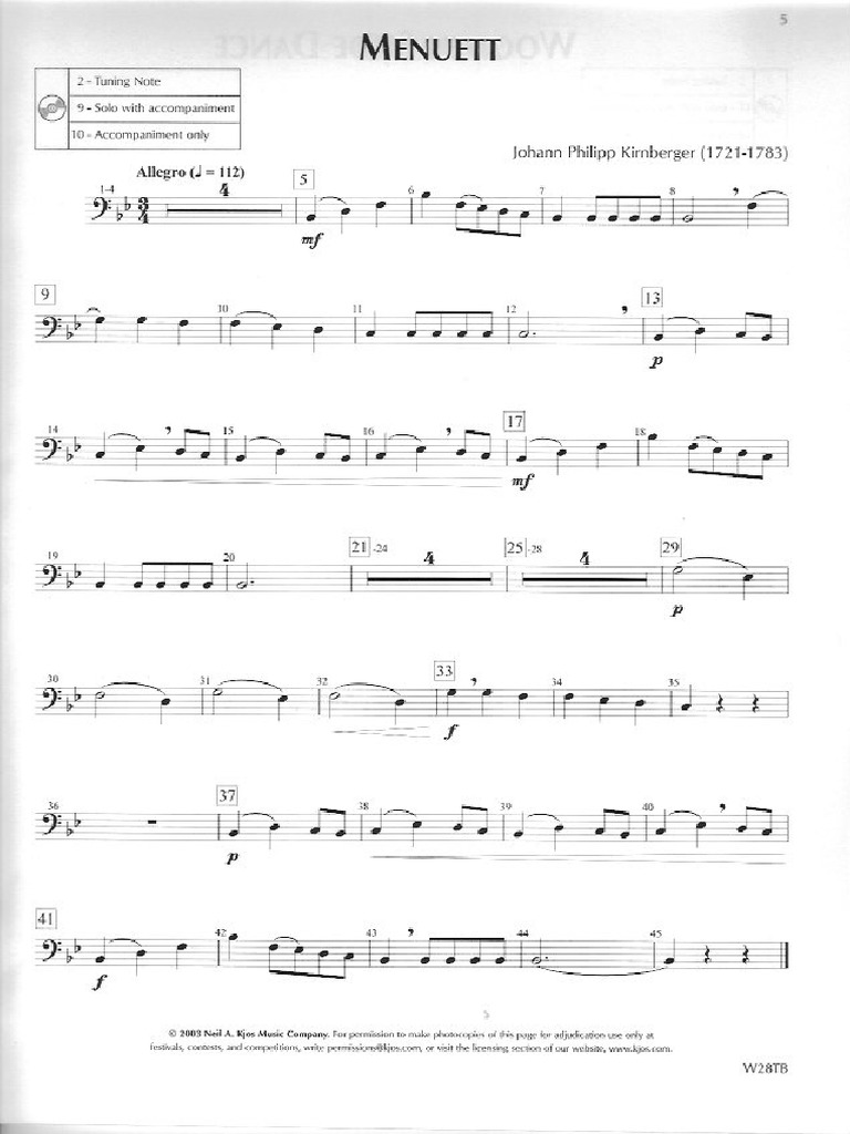 Level 1 Trombone_euph Solo - Menuett | PDF