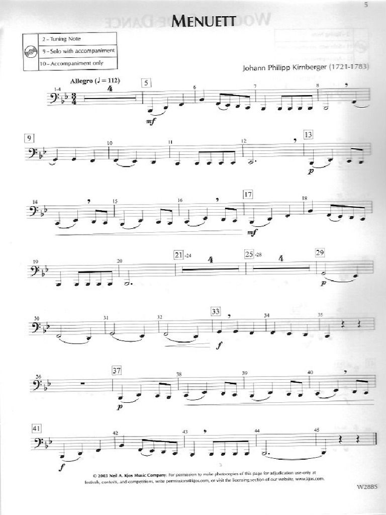 Level 1 Tuba Solo - Menuett | PDF