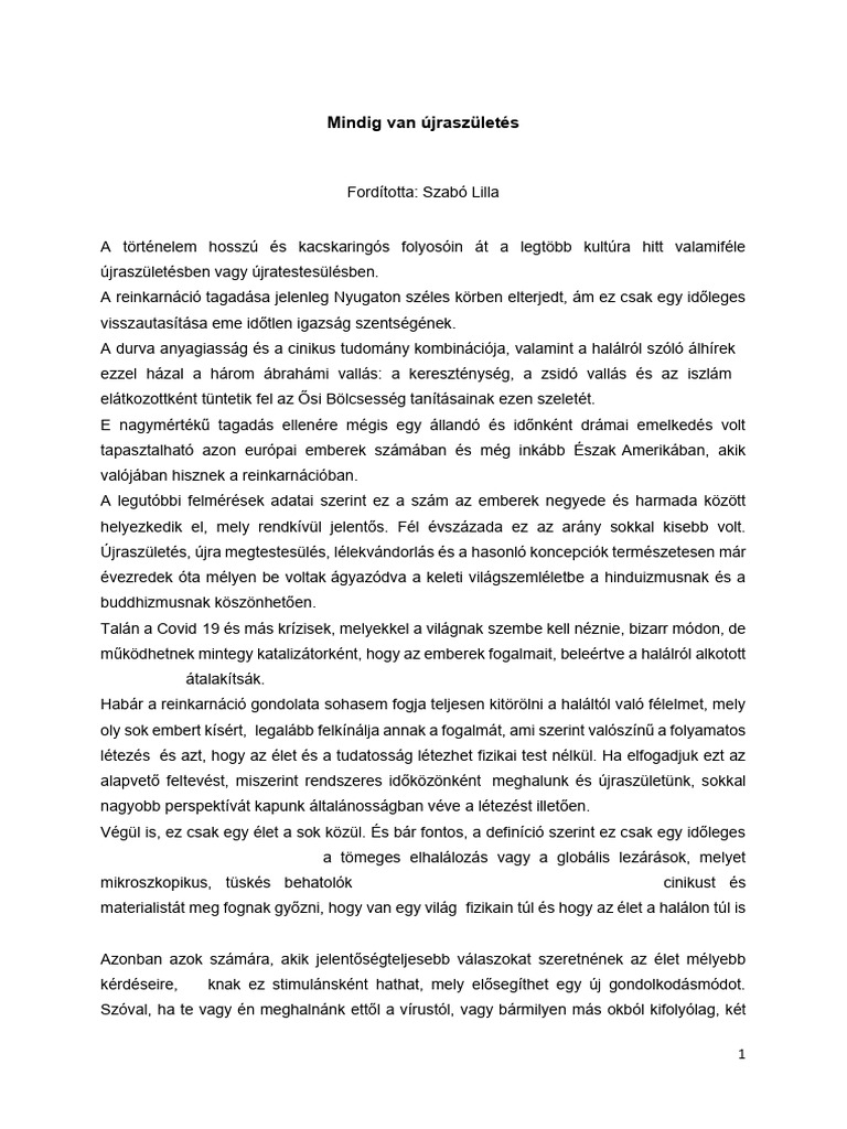 Tim Wyatt - Reinkarnáció Cikkford | PDF