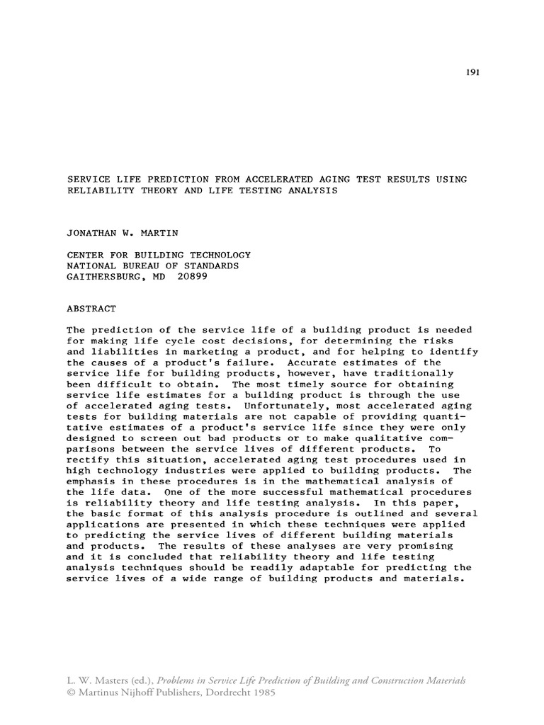 51. SERVICE LIFE PREDICTION FROM ACCELERATED AGING TEST RESULTS USING ...
