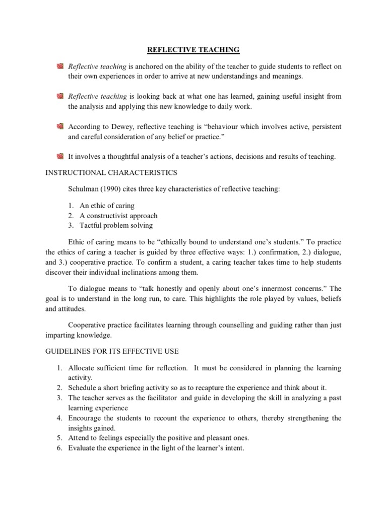 Reflective Teaching | PDF | Constructivism (Philosophy Of Education ...