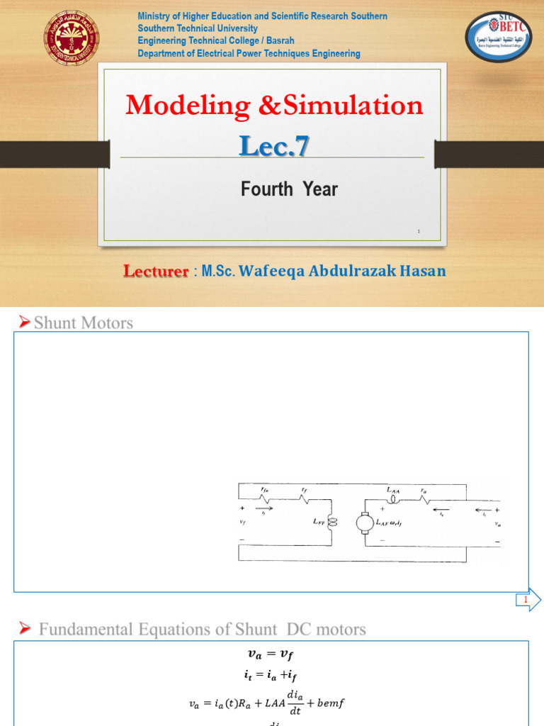 Shunt DC Motor Modeling and Control | PDF | Electrical Engineering