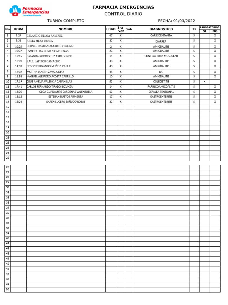 Control Diario Medico | PDF