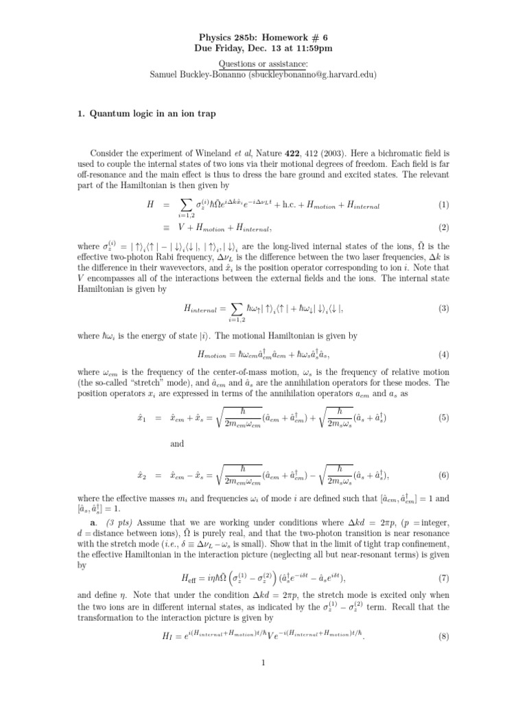 Homework 6 Atomic Molecular Optics | PDF | Oscillation | Polarization ...