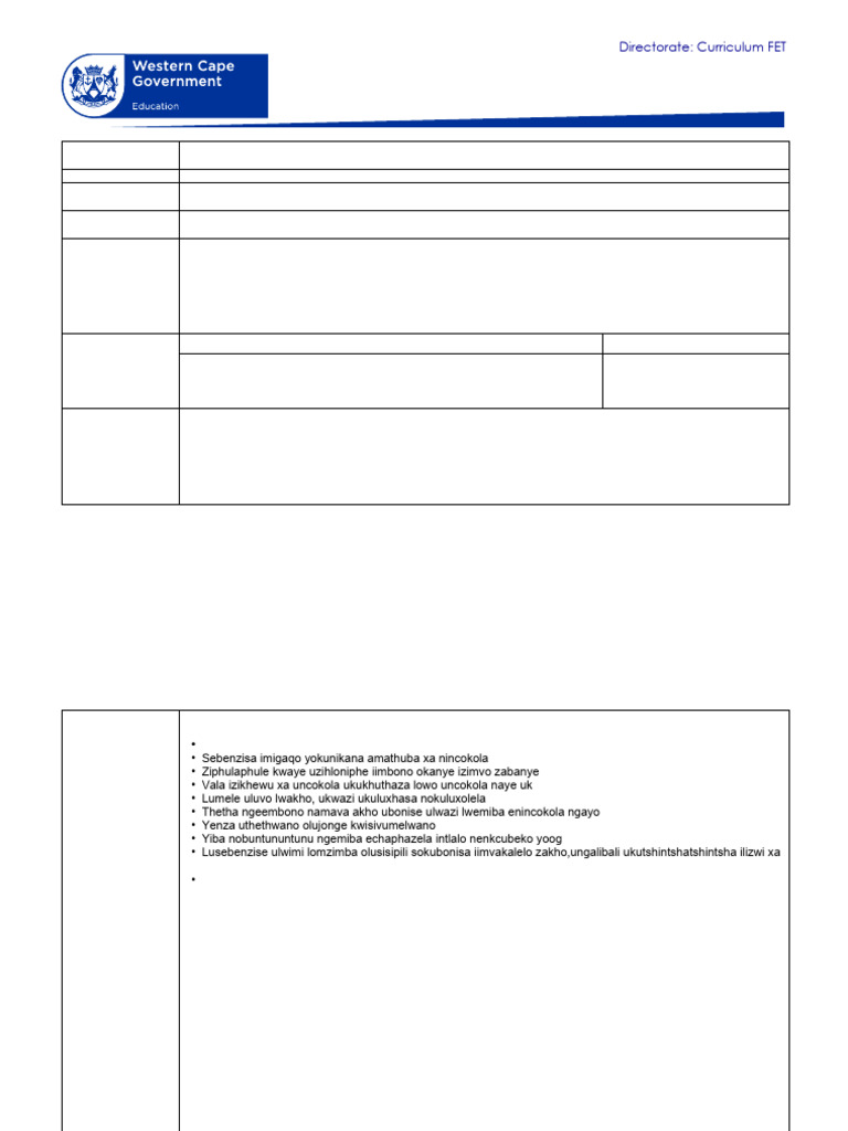 IsiXhosa HL Grade 12 Term 1 Week 3 - 2021 | PDF
