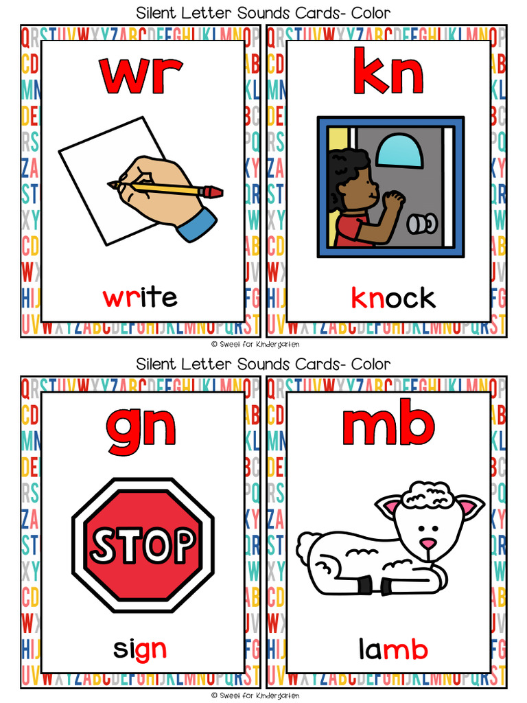 Silent Letter Sounds Cards for Kids | PDF