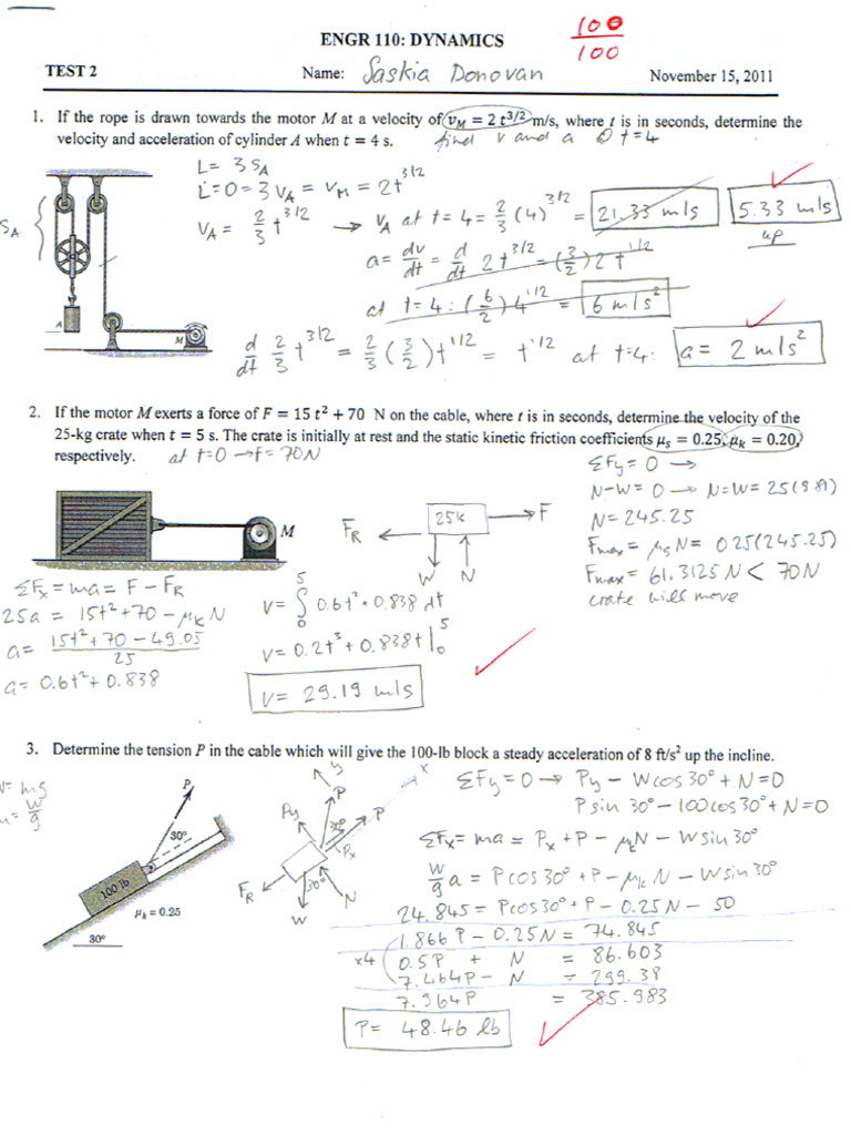 ENGR 110 Dynamics Test | PDF