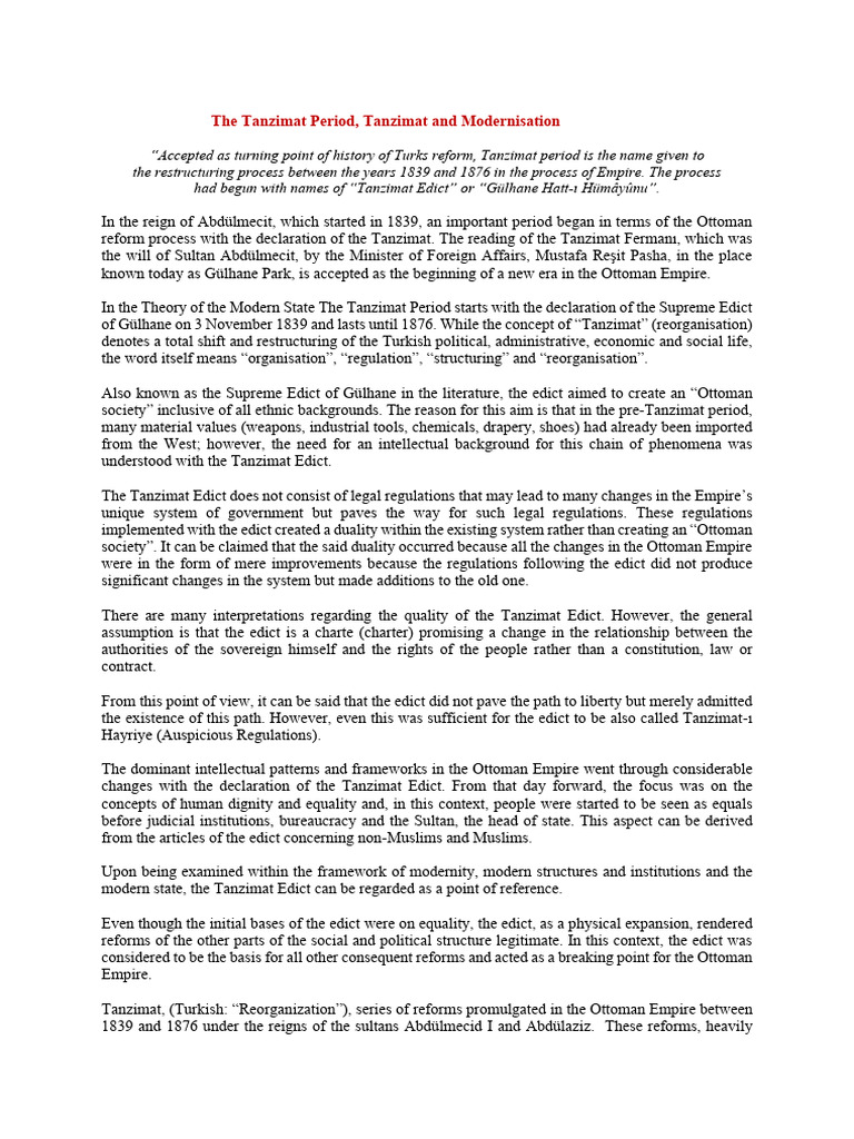 4-Tanzimat and Modernisation | PDF | Ottoman Empire