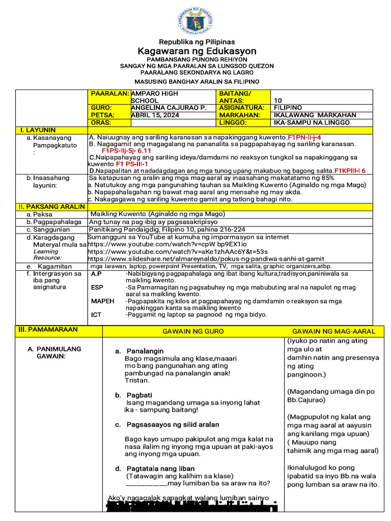 Sample Lesson Plan | PDF