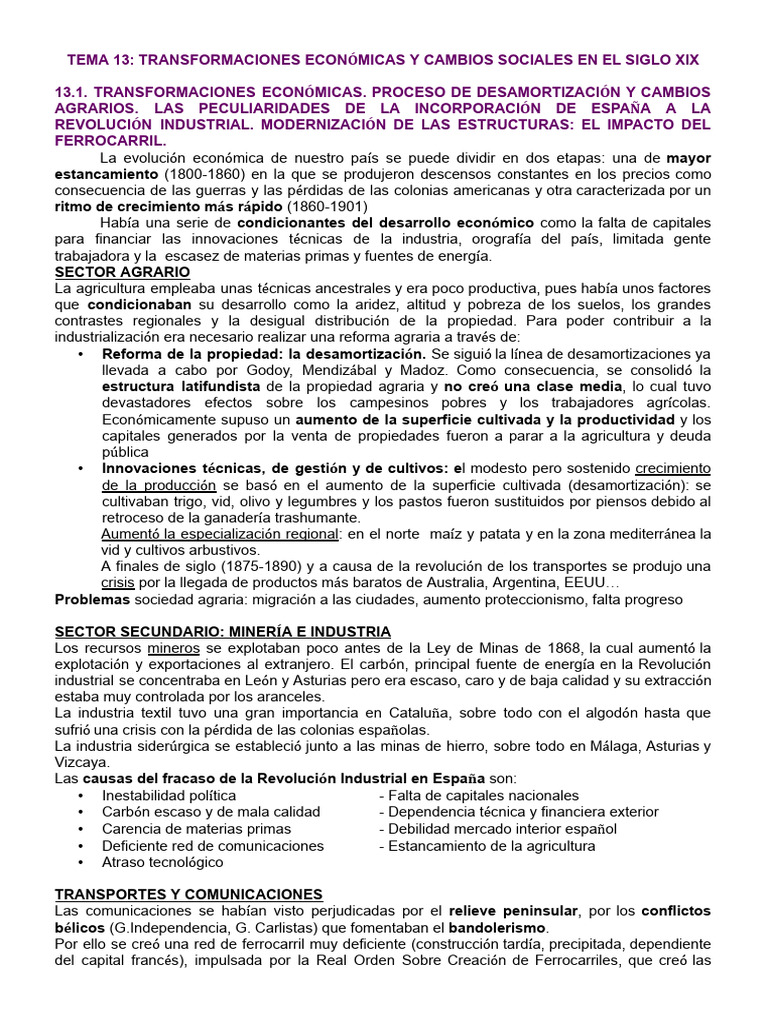 Transformaciones Económicas y Sociales del Siglo XIX | PDF | Francisco franco | guerra civil ...