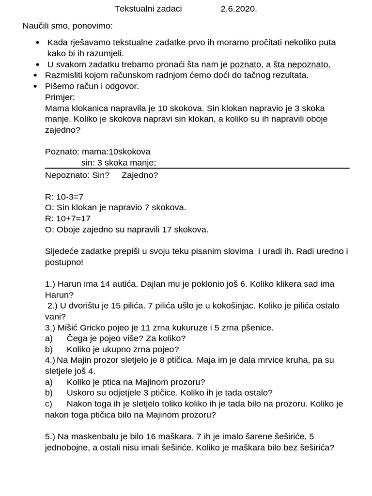 Tekstualni Zadaci | PDF