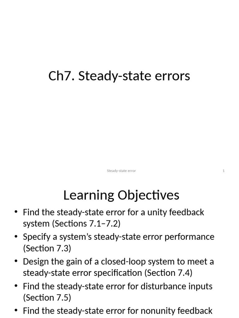 Control Systems: Steady-State Error | PDF | Steady State | Feedback
