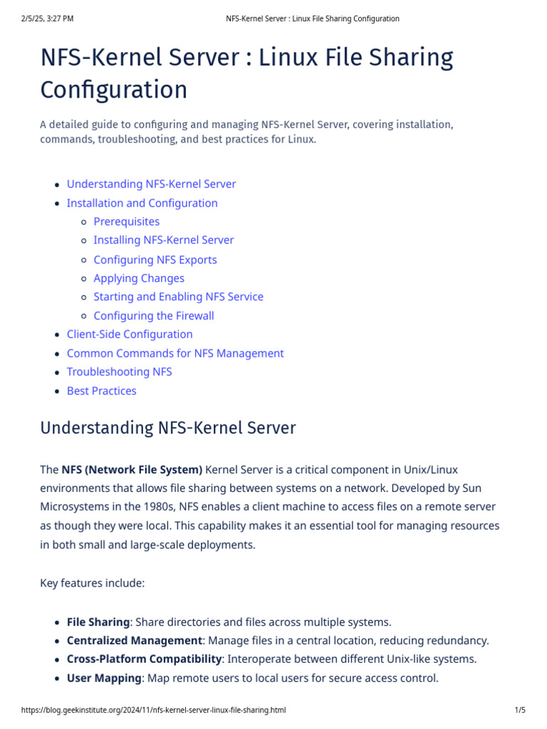 NFS-Kernel Server - Linux File Sharing Configuration | PDF | Sudo | Linux