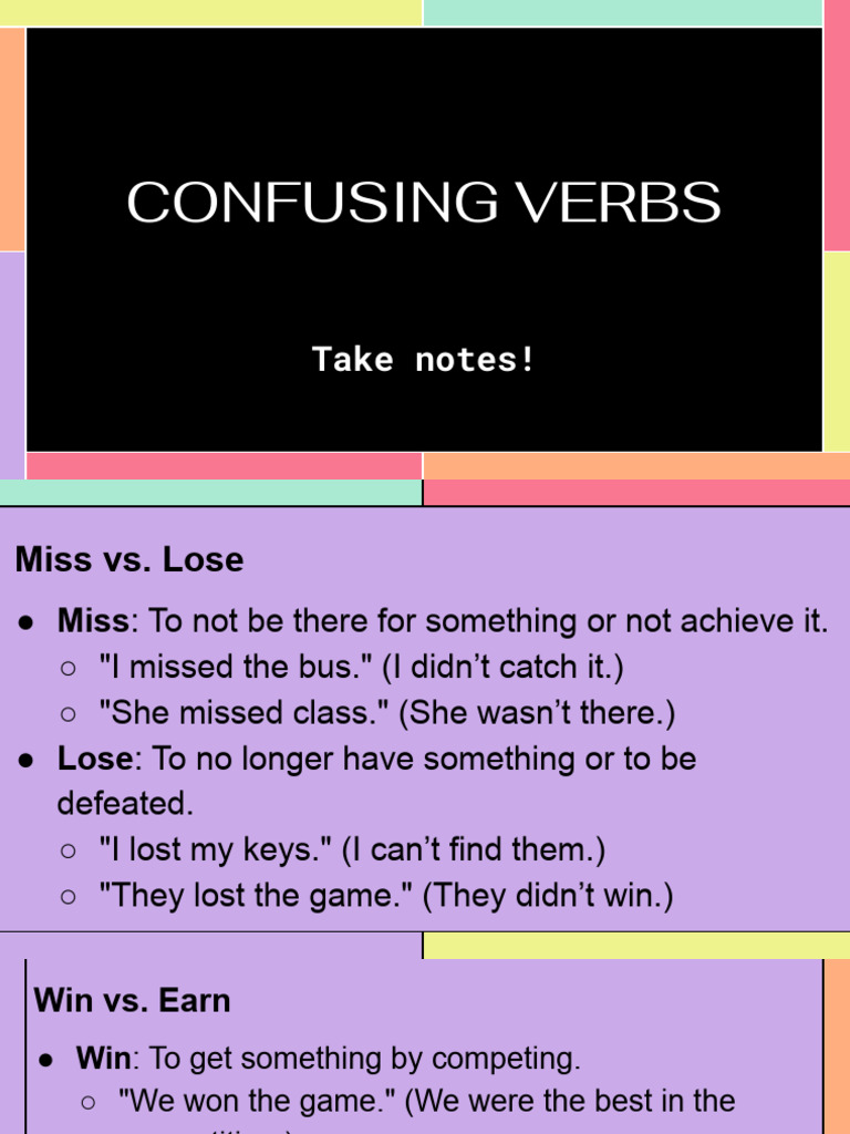 Confusing Verbs Pdf