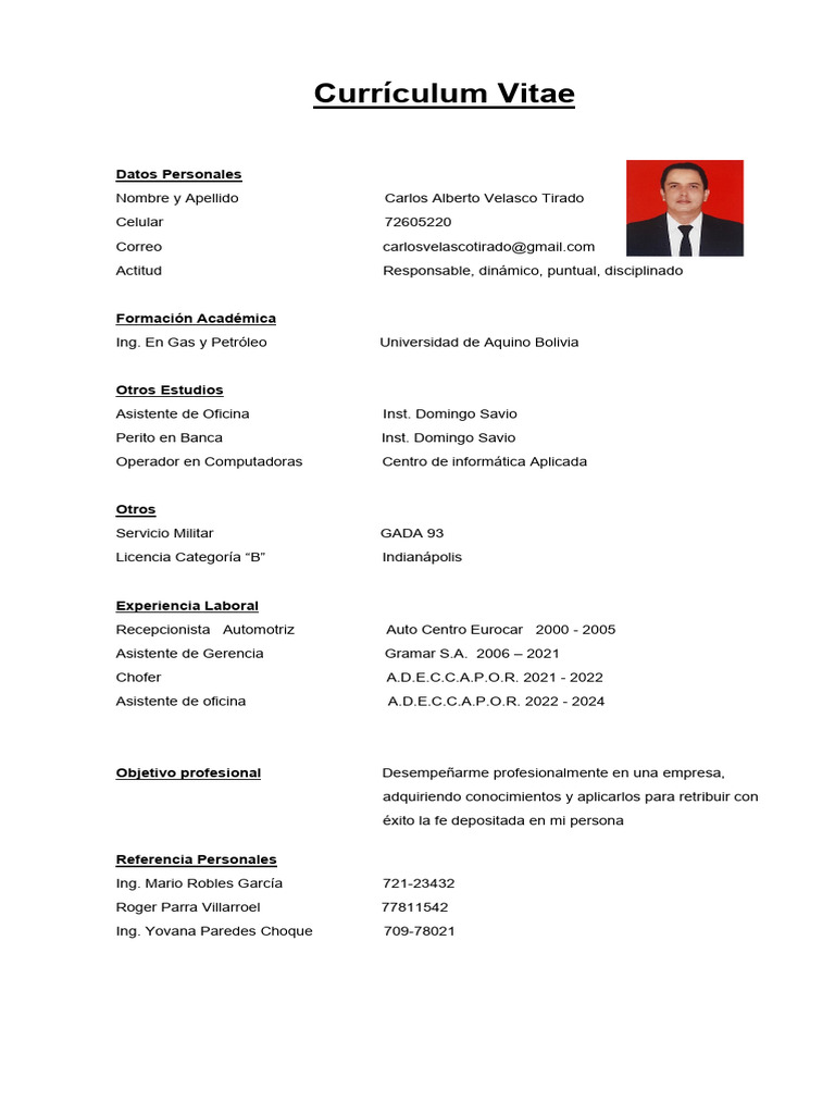 Curriculum Carlos Alberto V | PDF