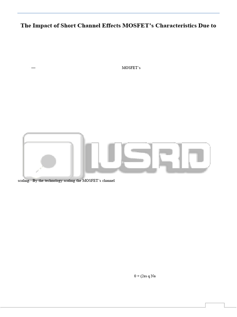 Short Channel Effects on MOSFET Threshold Voltage | PDF | Mosfet ...