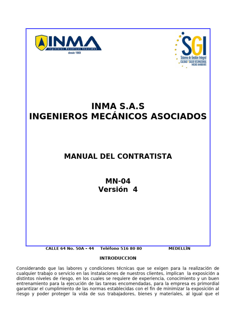 17.MN-04 - Manual - Del - Contratista - V 5 | PDF | Calidad (comercial) | Administración de ...