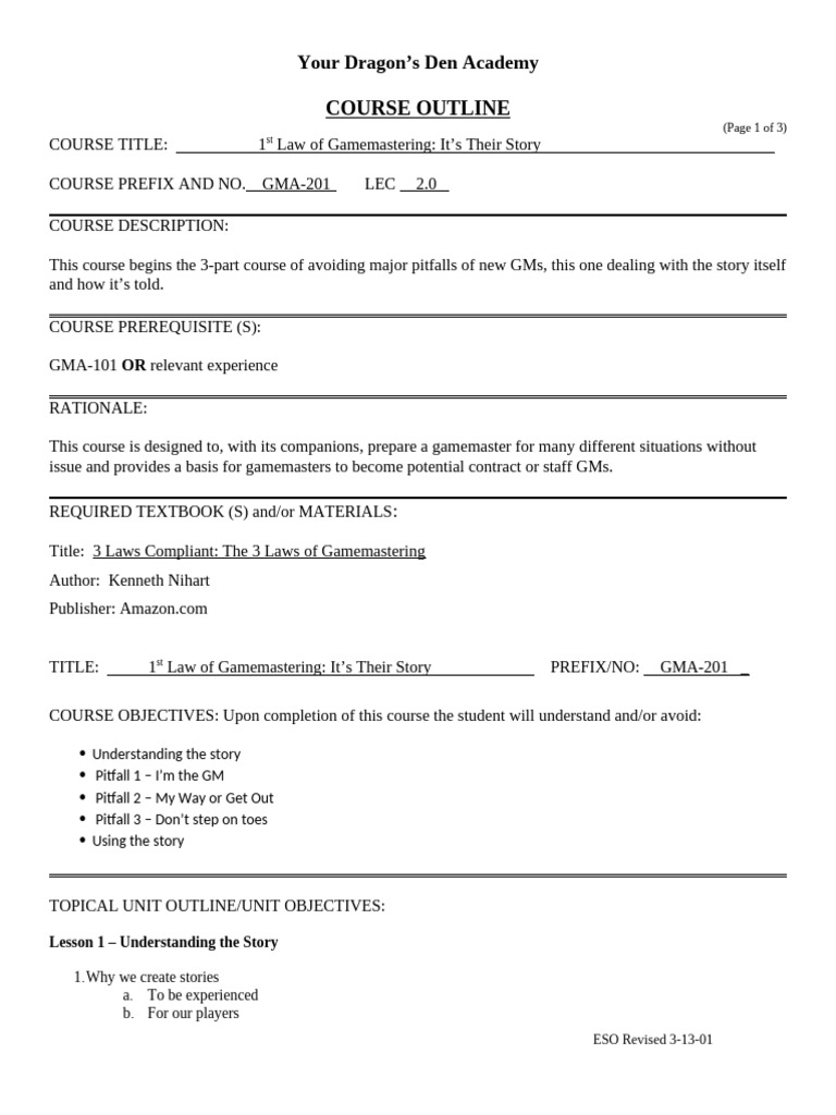 GMA-201 Course Outline | PDF