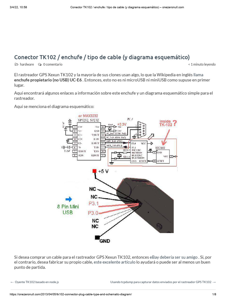Conector TK102 _ enchufe _ tipo de cable (y diagrama esquemático ...