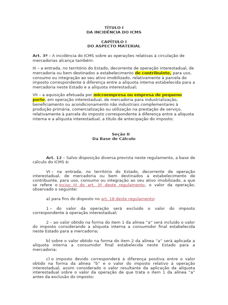 ICMS: Incidência e Cálculo | PDF | Impostos | Taxa de imposto