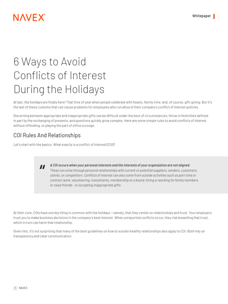 Holiday COI Guidelines for Employees | PDF | Gift | Conflict Of Interest