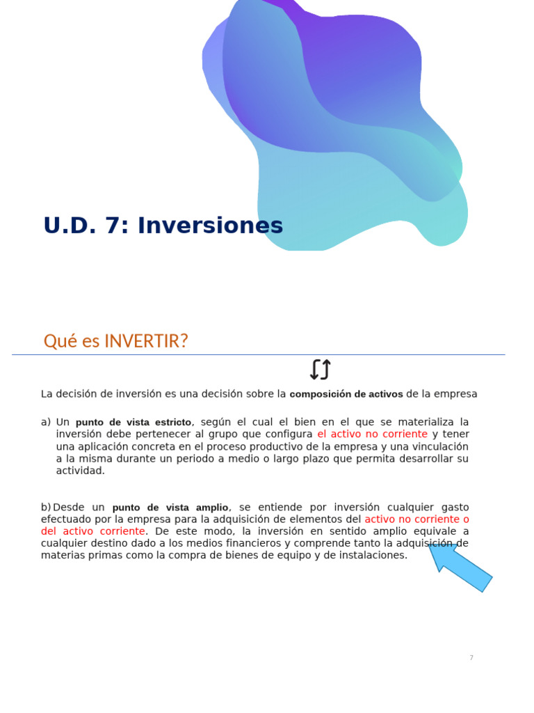 Ud 7 Inversiones | PDF | Inversiones | Ciencias económicas