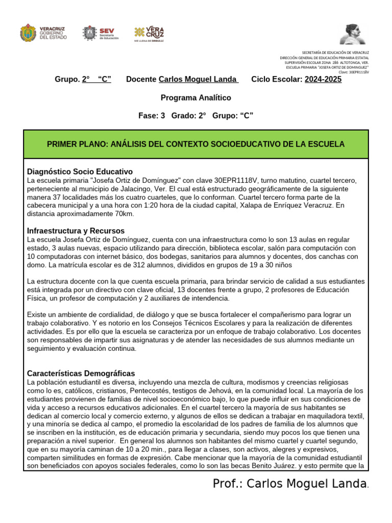 1ro C Plan de Clase y Autoevaluacion - PROF. CARLOS MOGUEL LANDA. - Exa | PDF | Comunidad ...