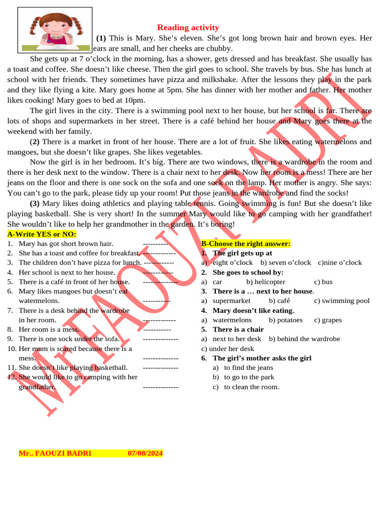 Reading Comprehension Activity | PDF | Foods | Cuisine