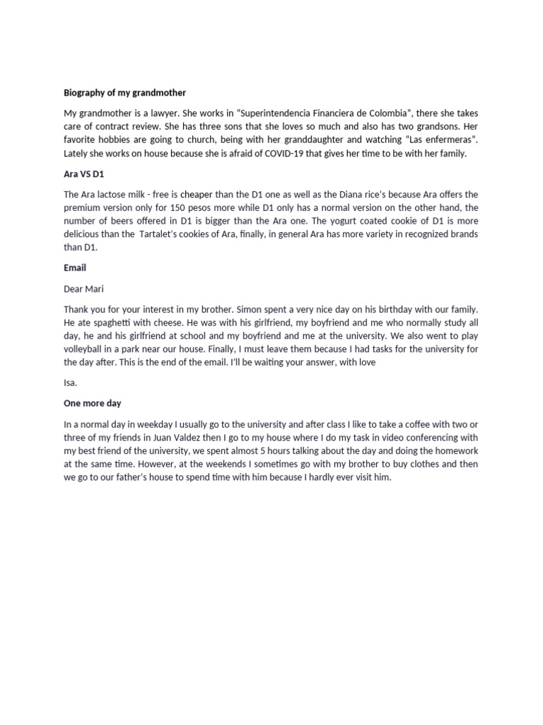 Grandmother's Biography and Family Life | PDF