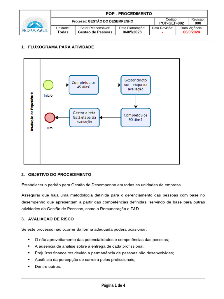 Gestão de Desempenho: Procedimento POP-GEP-002 | PDF | Gestão de ...