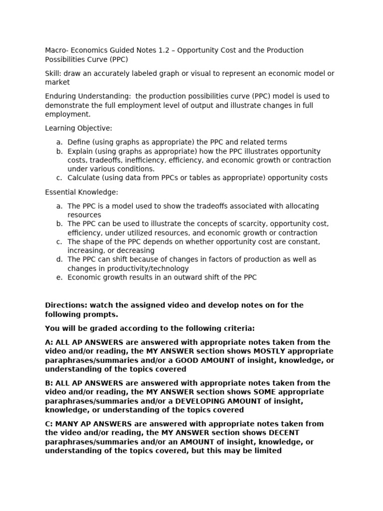 1.2 Macro Graphing Oppcosts | PDF | Opportunity Cost | Economies