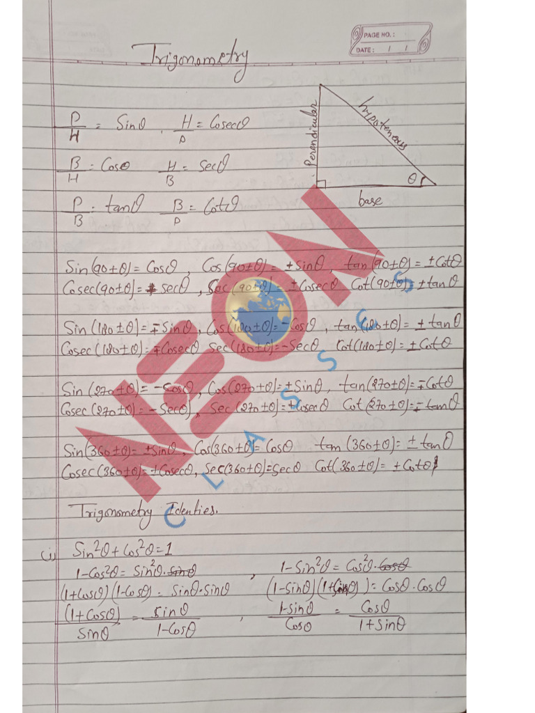 Class Notes (Trigonometry) | PDF